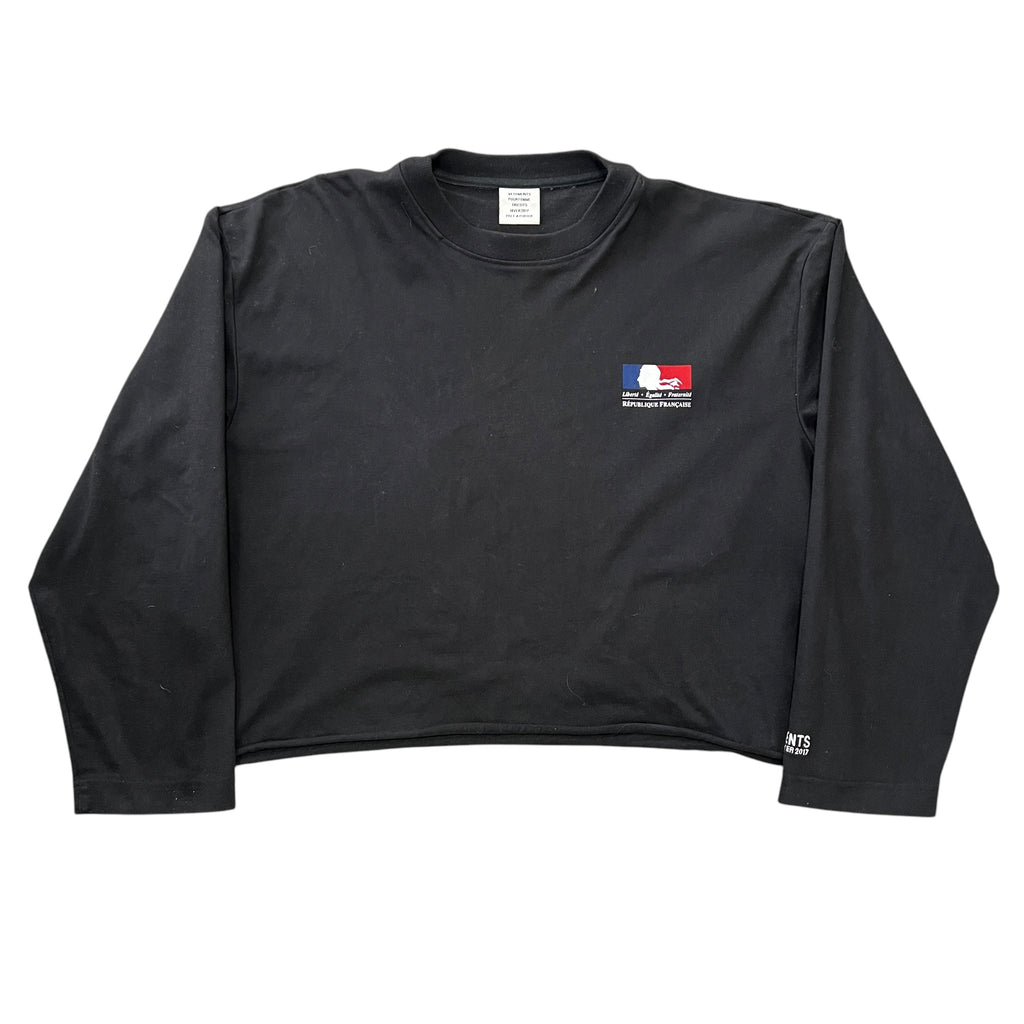 VETEMENTS 2017AW “République Française” Logo Cropped Long Sleeve T-Shi ...